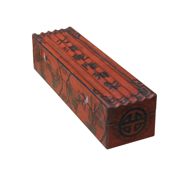 Chinese Distressed Red Characters Graphic Rectangular Shape Box cs4641 ...