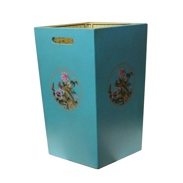 Light Blue Turquoise Square Flower Bird Graphic Bucket cs5105S – Golden ...