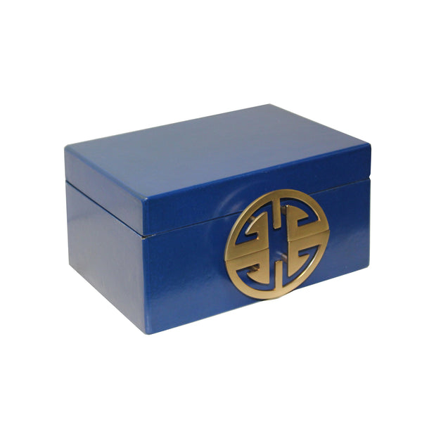 Oriental Round Hardware Royal Blue Rectangular Container Box Large cs5 ...