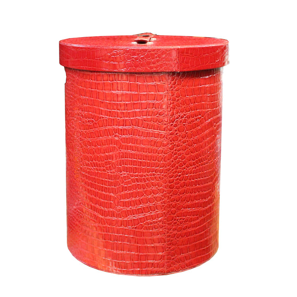 Leather Vinyl Cover Red Round Bucket Container Box Small cs5601BS ...