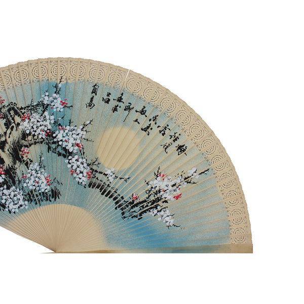 Chinese Handmade Fan Shape Flower Theme Wood Painting cs5636S – Golden ...